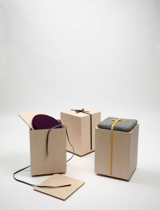 Minimalist Functional Stool Made Of A Box And A Cushion - DigsDigs