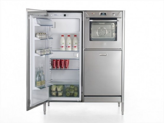 Race-Car-Style Inox Kitchens For Tight Spaces - DigsDigs
