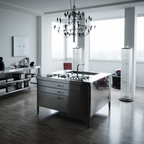 Race-Car-Style Inox Kitchens For Tight Spaces - DigsDigs