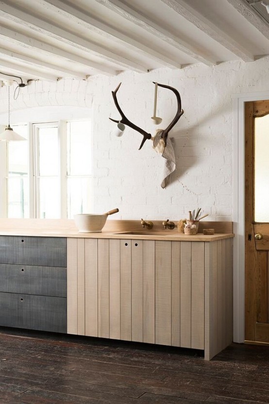 Rustic Kitchen With An Extensive Use Of Rough Wood - DigsDigs