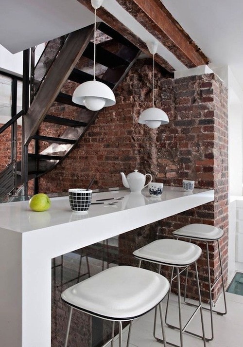 95 Stylish Kitchens With Brick Walls And Ceilings - DigsDigs