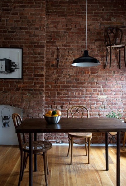 95 Stylish Kitchens With Brick Walls And Ceilings - DigsDigs